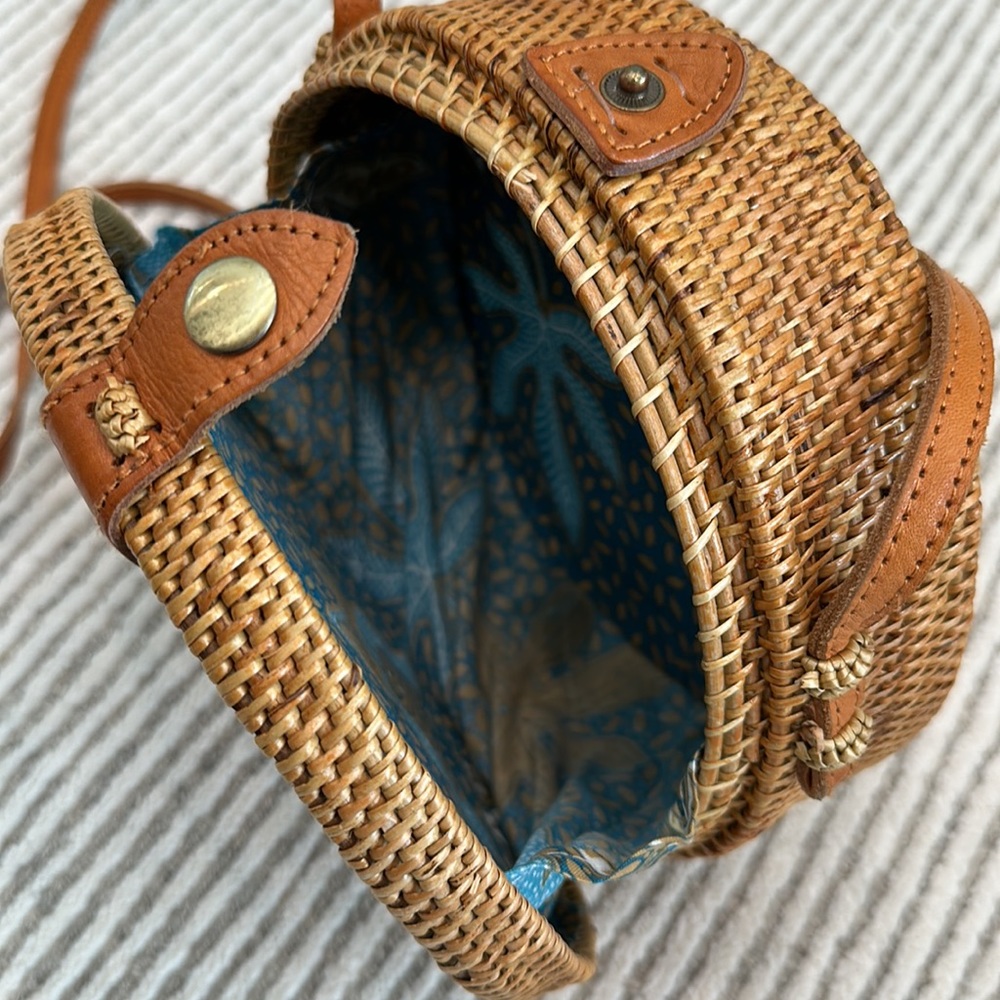 Rattan Crossbody Purse Straw Round Summer Bag - Gem